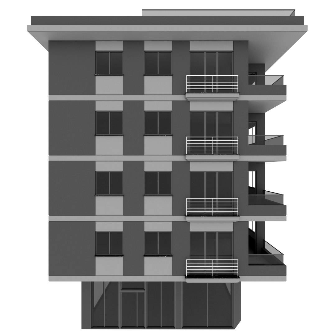 4-storey Simple Building Terrace Model - TurboSquid 1519708