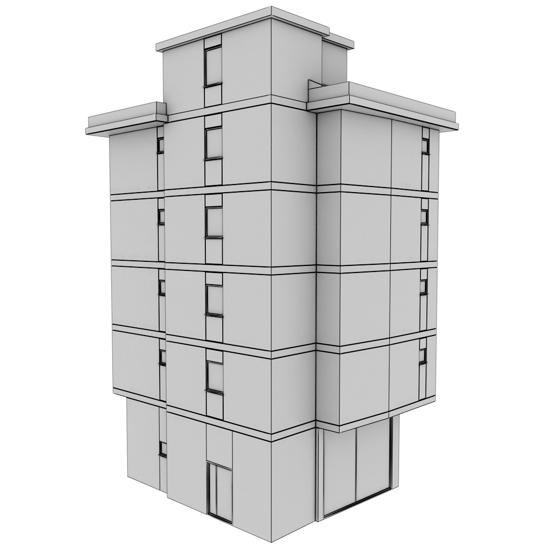 4-storey Simple Building Terrace Model - TurboSquid 1519708