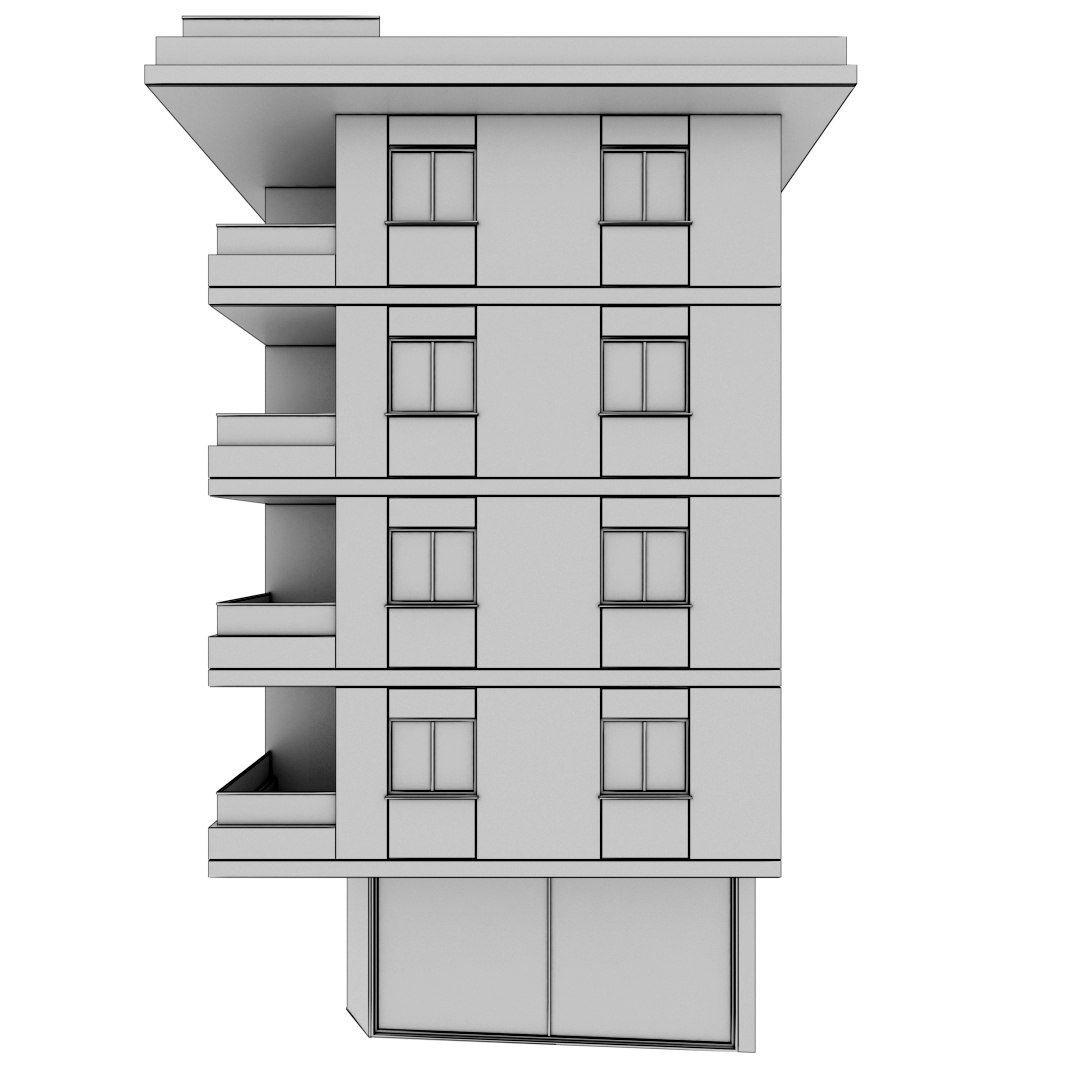 4-storey Simple Building Terrace Model - TurboSquid 1519708