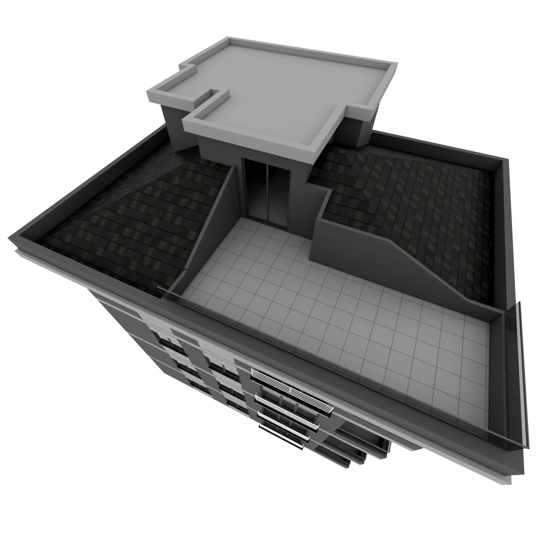 4-storey Simple Building Terrace Model - TurboSquid 1519708