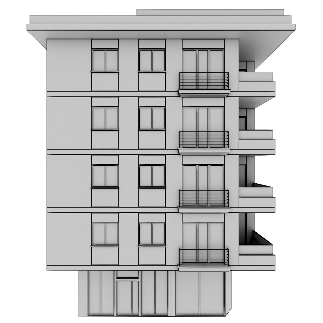 4-storey Simple Building Terrace Model - TurboSquid 1519708