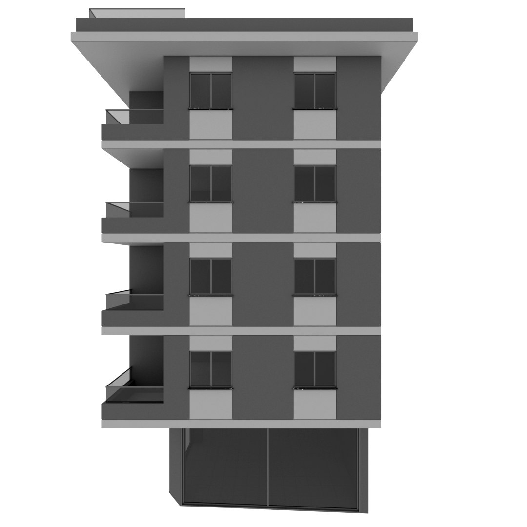 4-storey Simple Building Terrace Model - TurboSquid 1519708