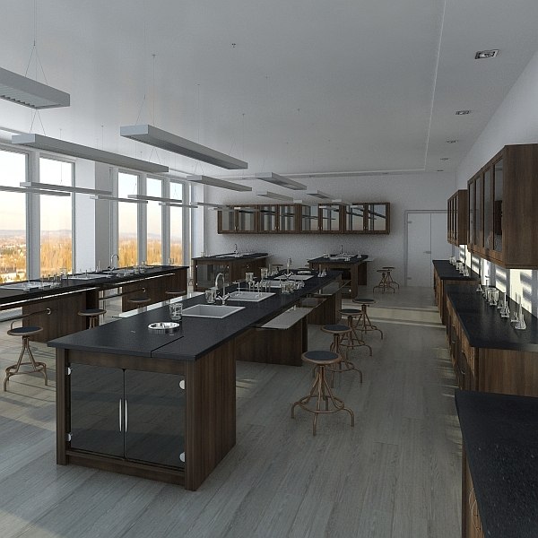 3d interior scientific laboratory scene model