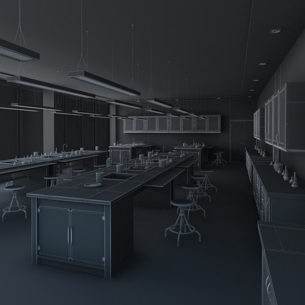 3d interior scientific laboratory scene model