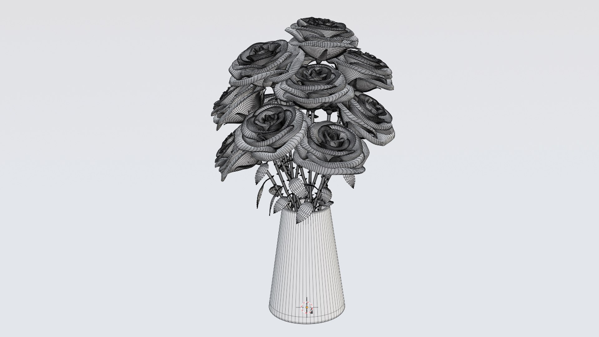 3D Model Roses In Vase - TurboSquid 2039647