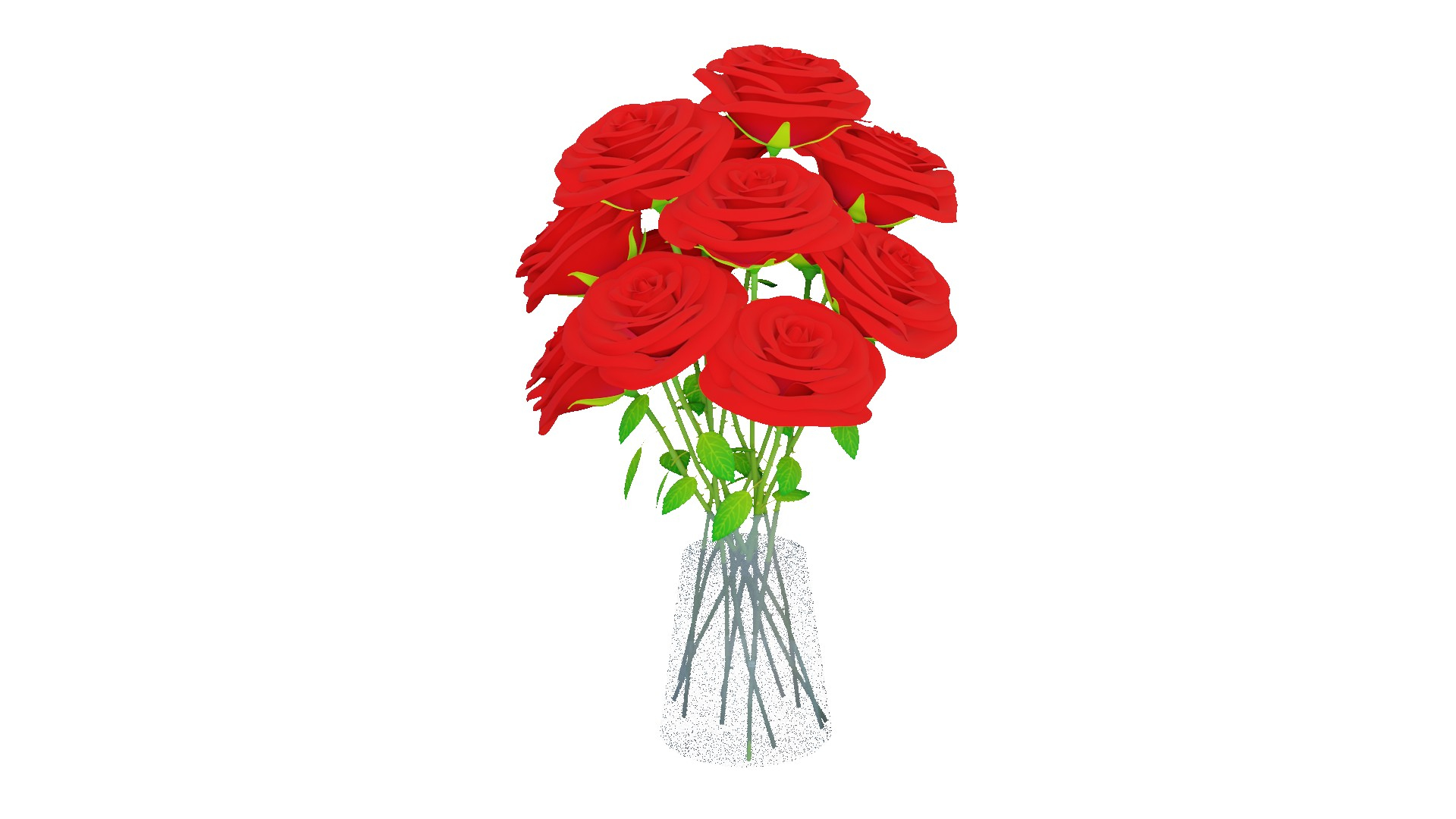 3D Model Roses In Vase - TurboSquid 2039647