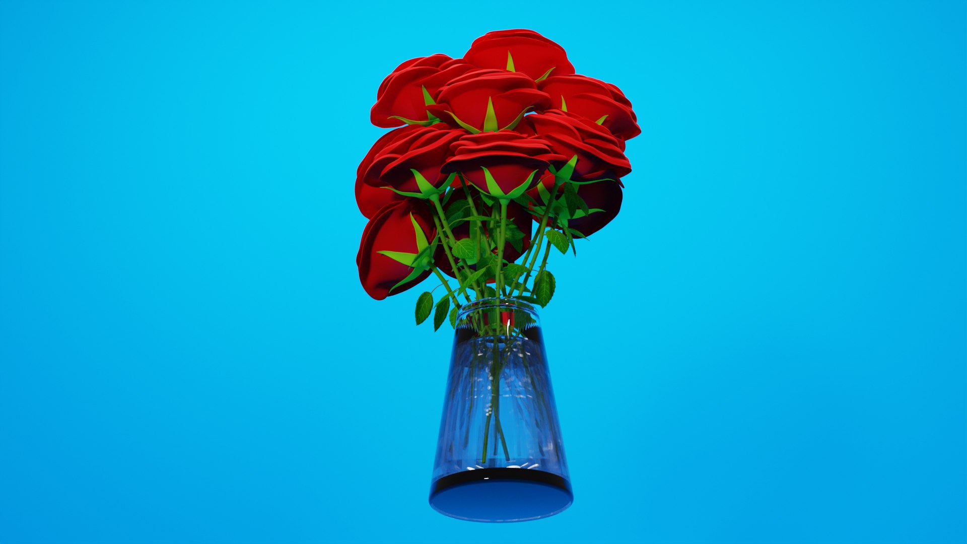 3D Model Roses In Vase - TurboSquid 2039647