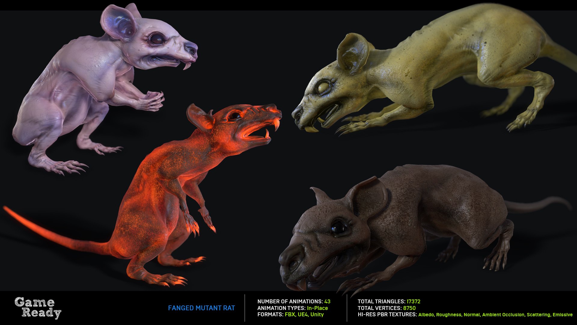 Fanged mutant rat monster 3D - TurboSquid 1402306