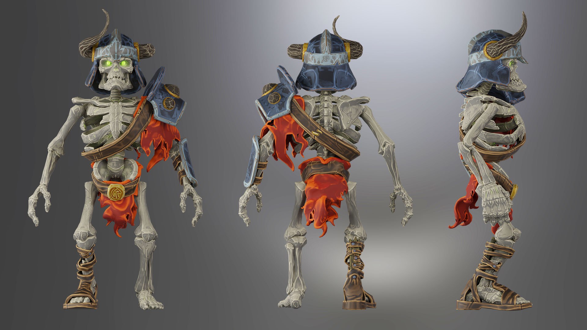 Animated Low Poly Game Ready Skeleton Pack Recruit Warrior Boss 3D ...