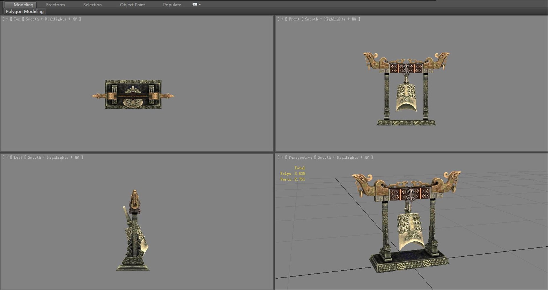 3D Bronze Bell - Ancient Chinese Musical Instrument Model - TurboSquid ...