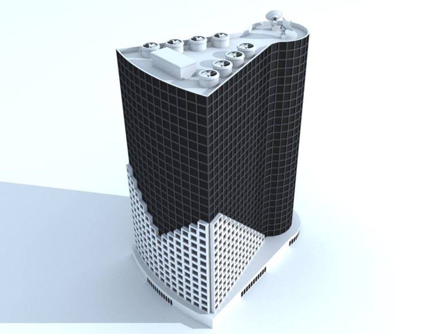 3ds max unique building 5 skyscrapers