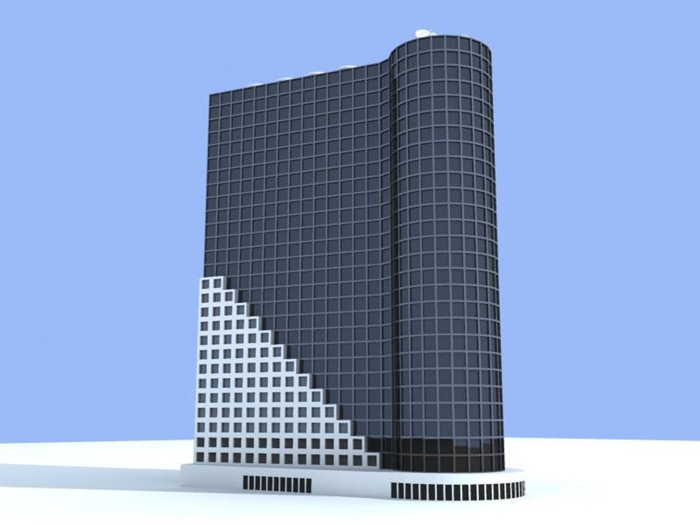 3ds max unique building 5 skyscrapers