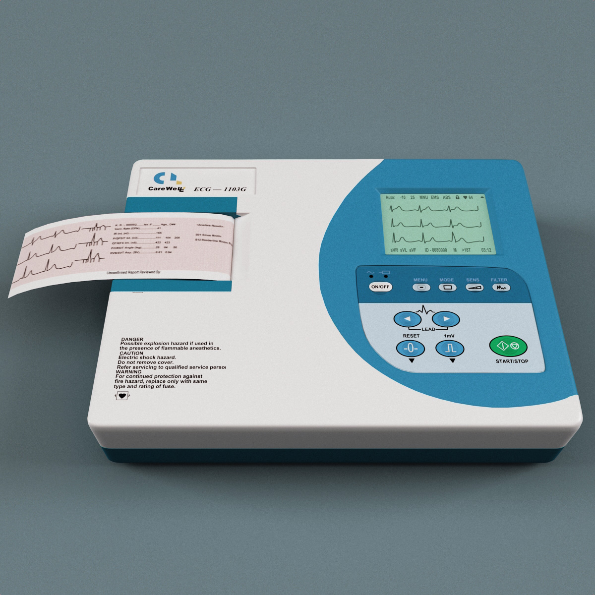 3d model of electrocardiographs ecg machine