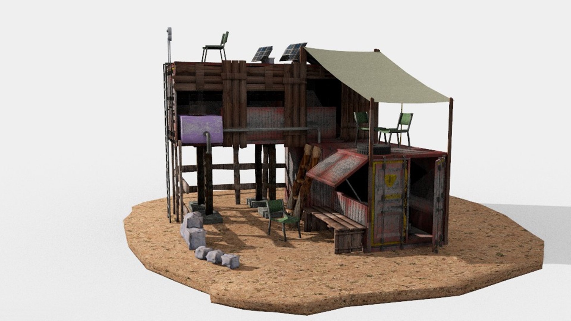 3D Post Apocalyptic Building Shelter House - TurboSquid 2302677