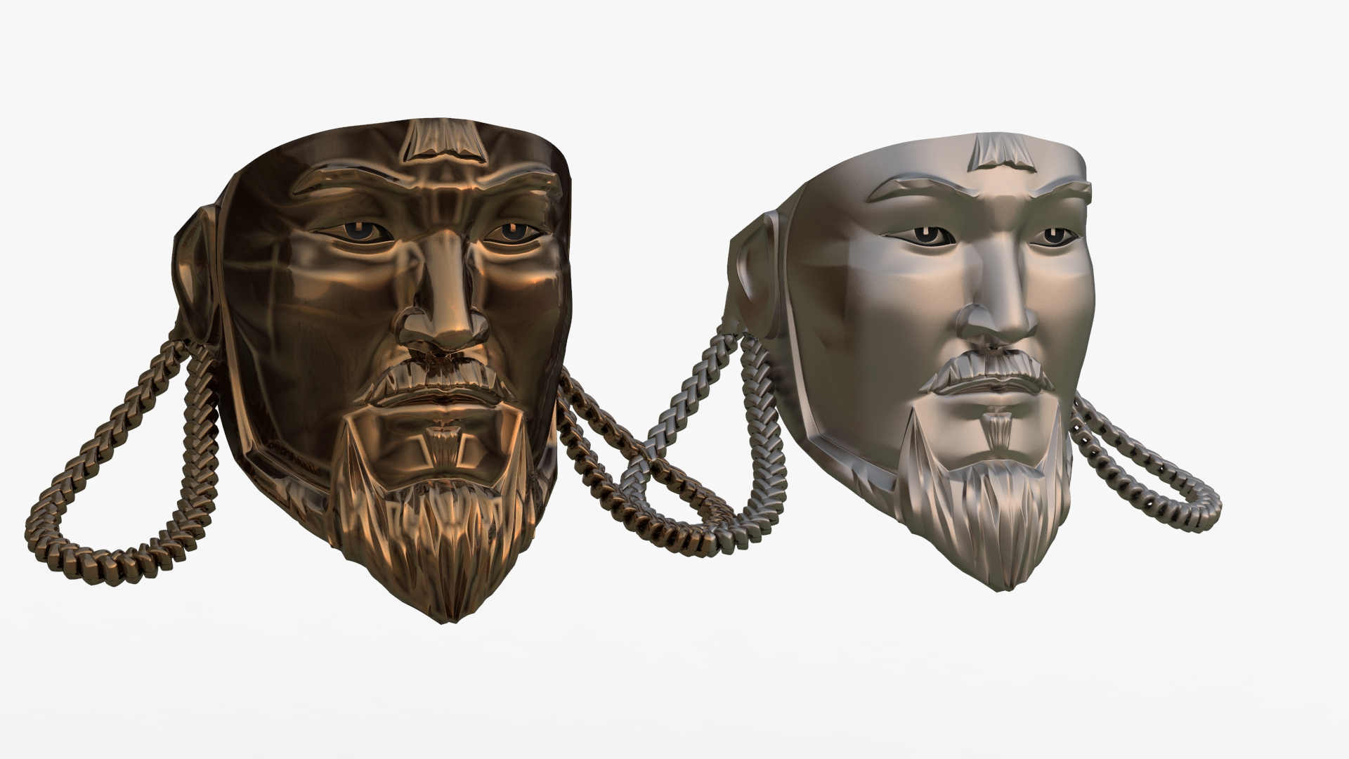 Estátua de máscara facial realista de Genghis Khan Modelo 3D ...