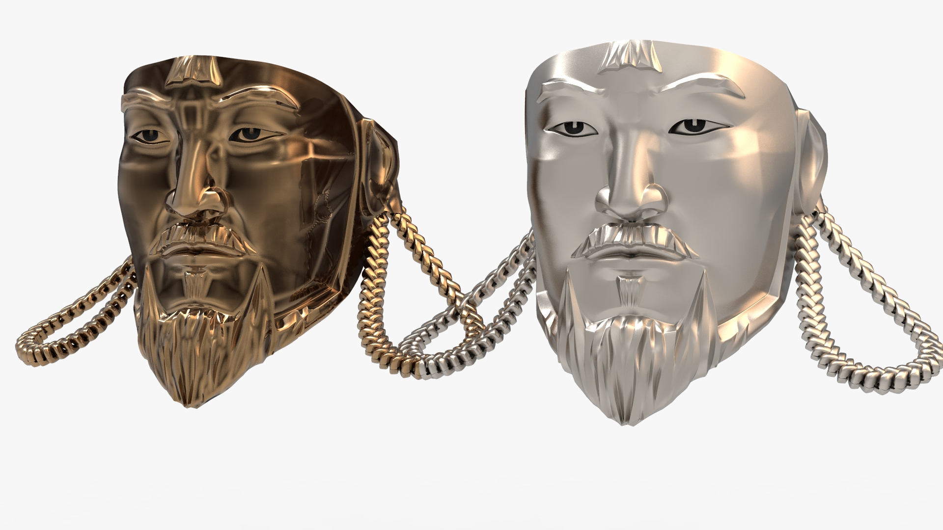 Estátua de máscara facial realista de Genghis Khan Modelo 3D ...