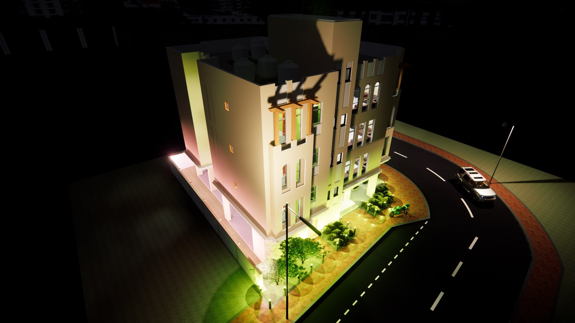 3D Residential Building G Plus 3 With Ground Parking - TurboSquid 1851057