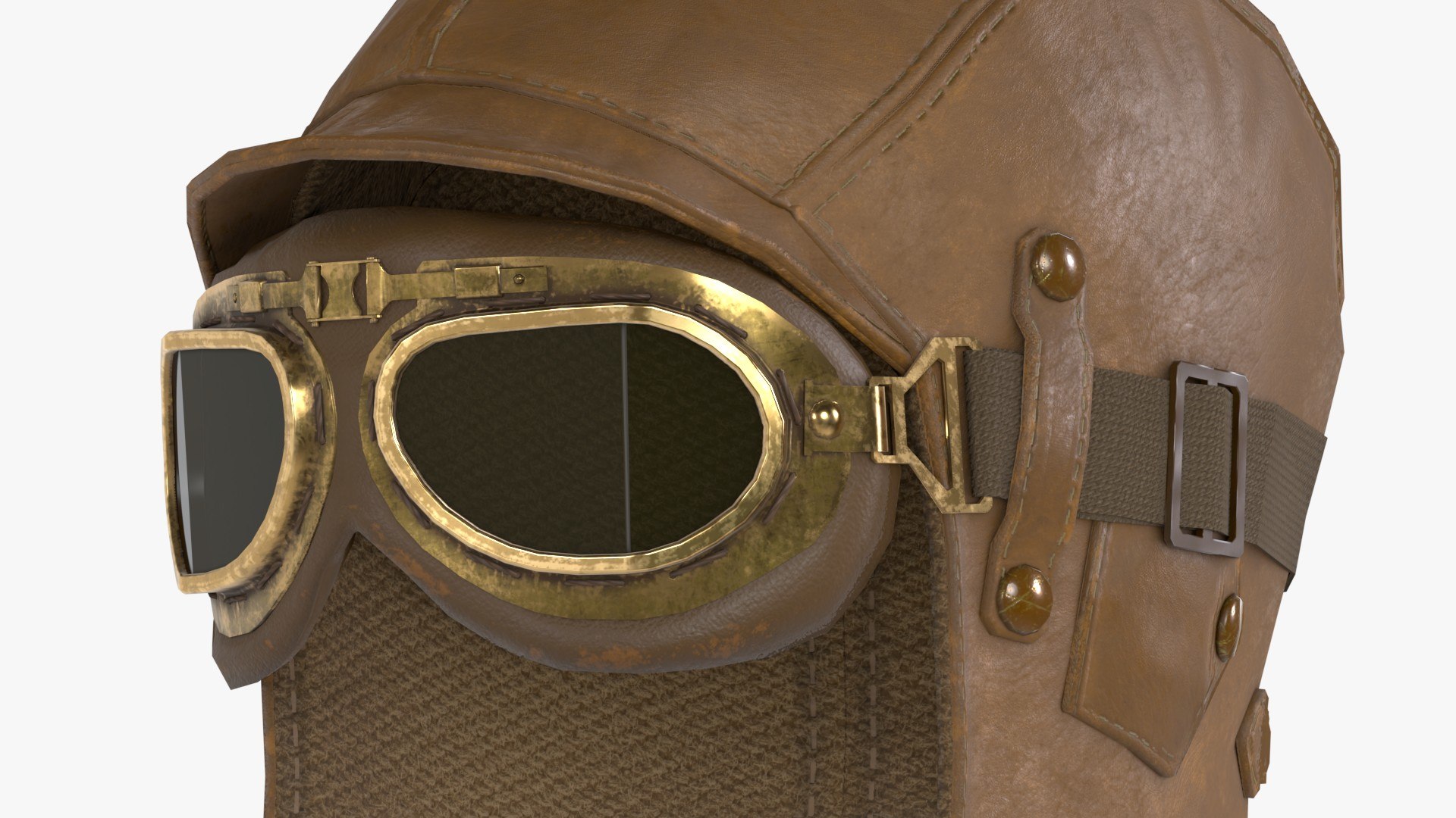 3D Aviator Goggles Hat Scarf Set - Orange - Game Asset Model ...