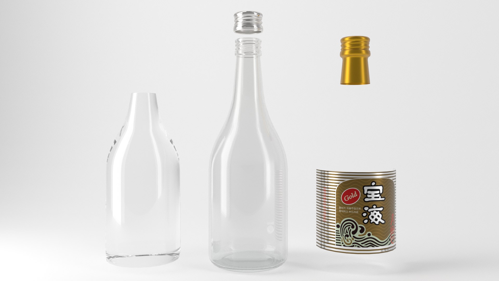 3D Model Bohae Gold Original Soju Bottle - High-Quality 3D Model ...