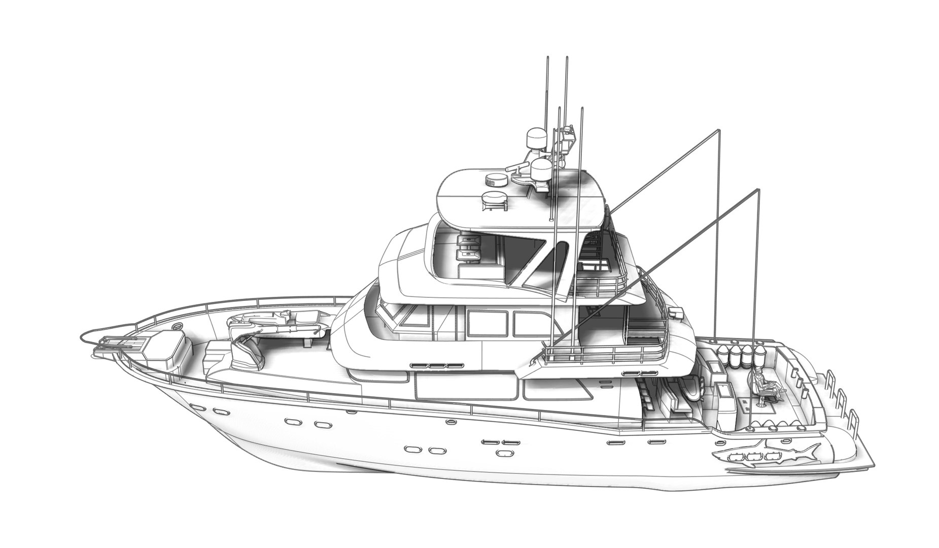 3d Model Of Trawler Yacht