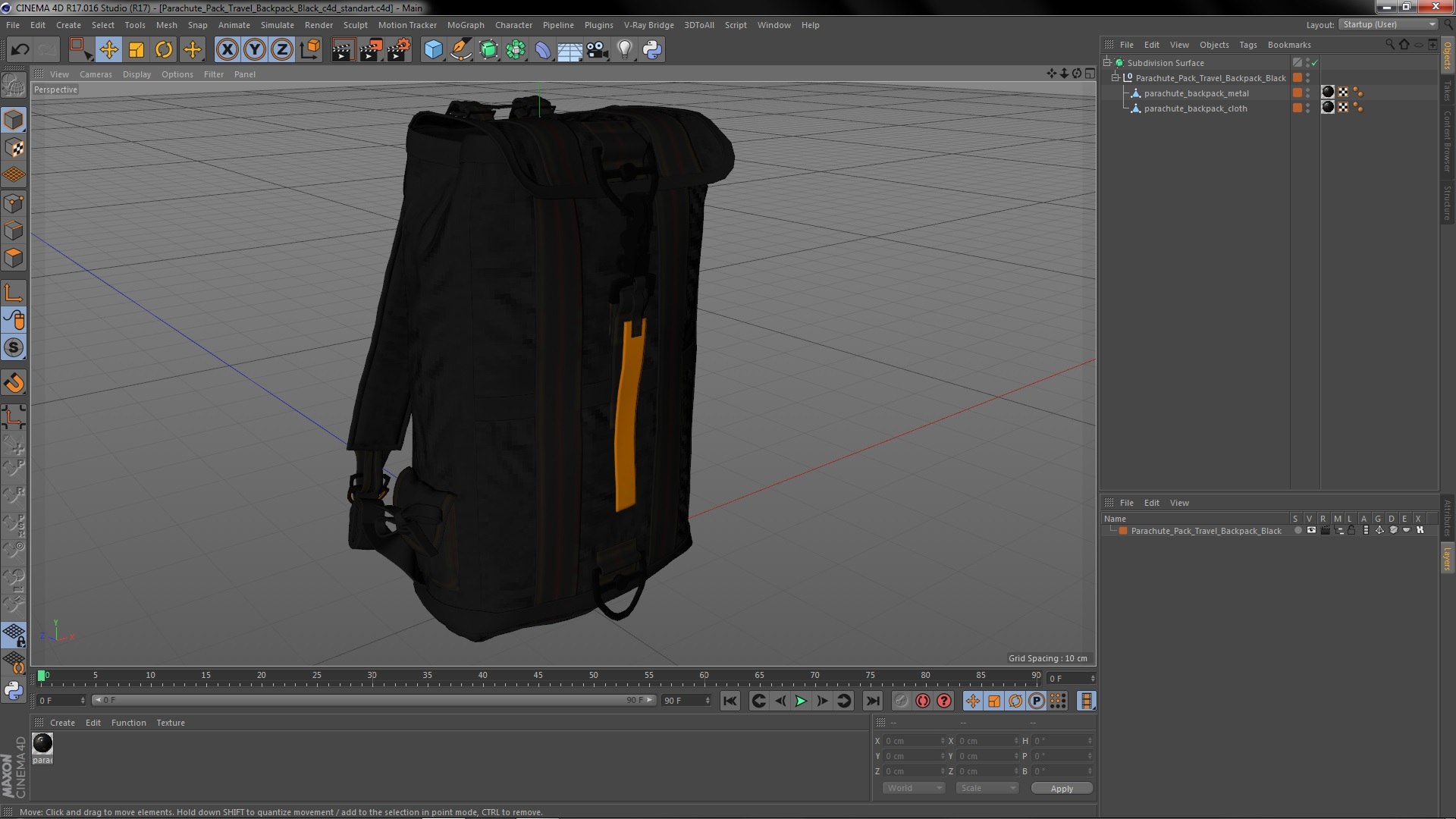 Parachute Pack Travel Backpack Black 3D Model - TurboSquid 2084354