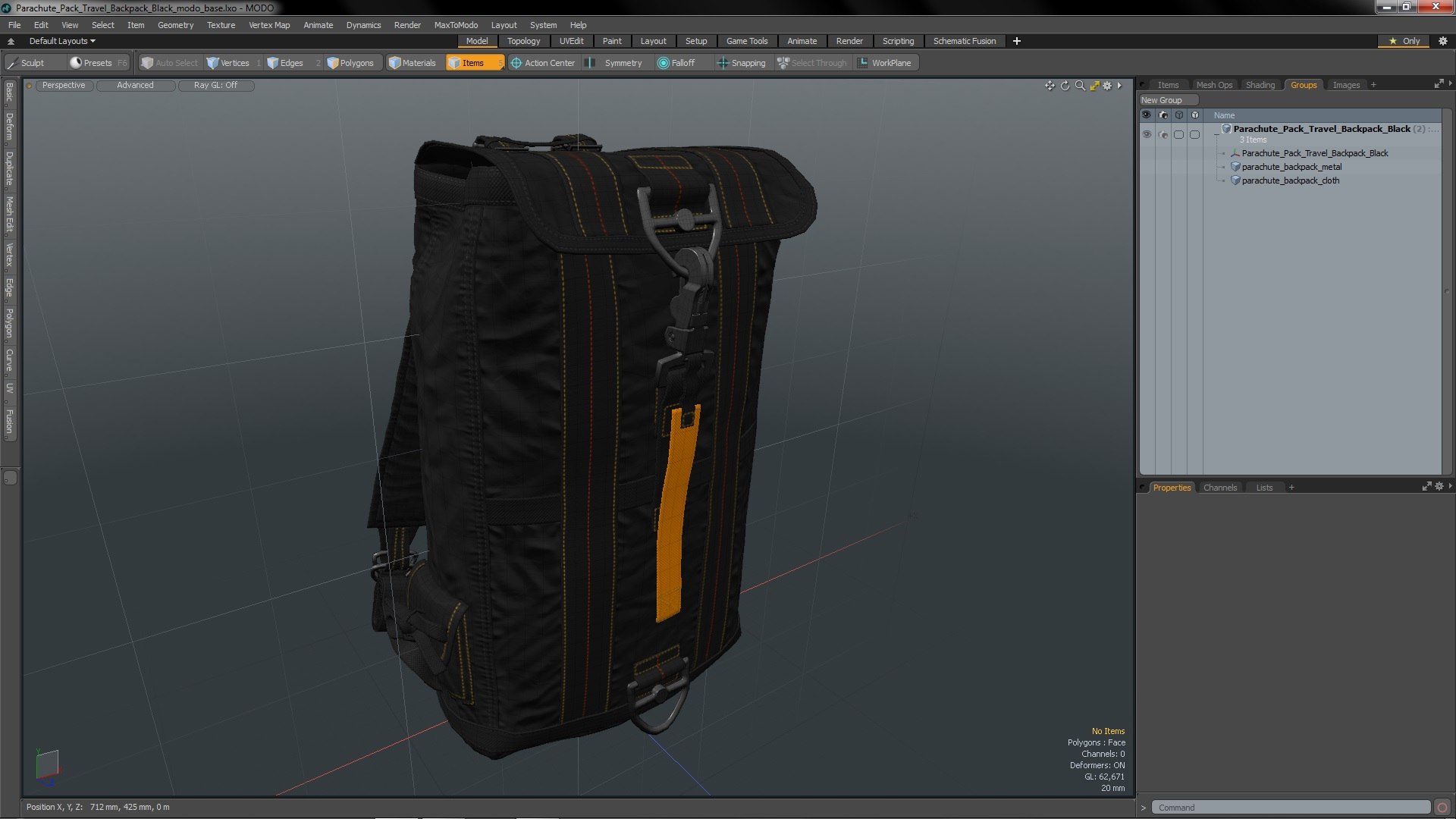 Parachute Pack Travel Backpack Black 3D Model - TurboSquid 2084354