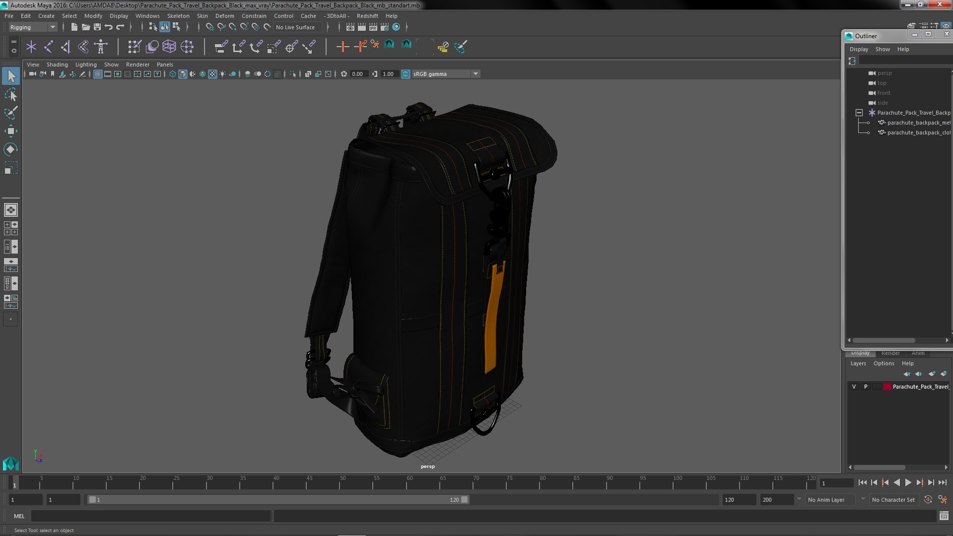 Parachute Pack Travel Backpack Black 3D Model - TurboSquid 2084354