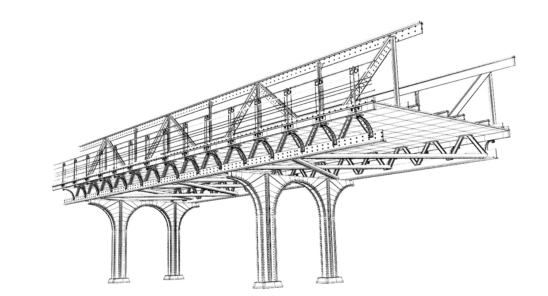 3d Resolution Train Railway Bridge Model