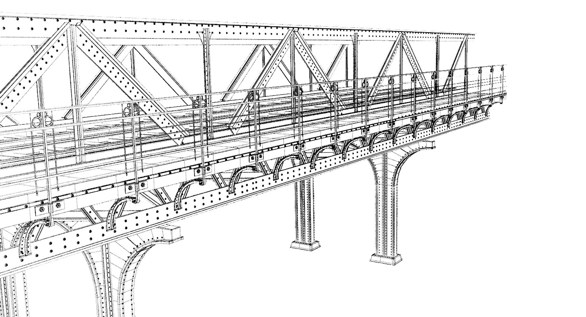 3d Resolution Train Railway Bridge Model