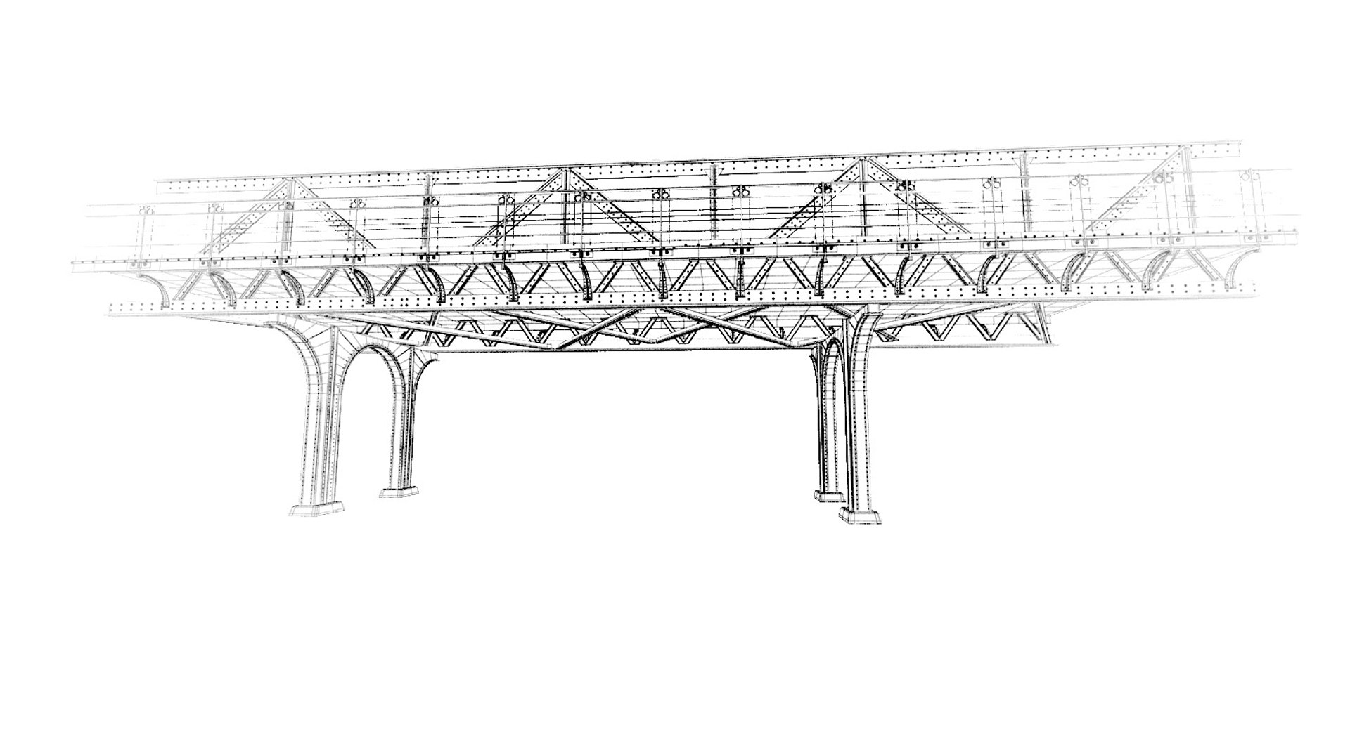 3d Resolution Train Railway Bridge Model