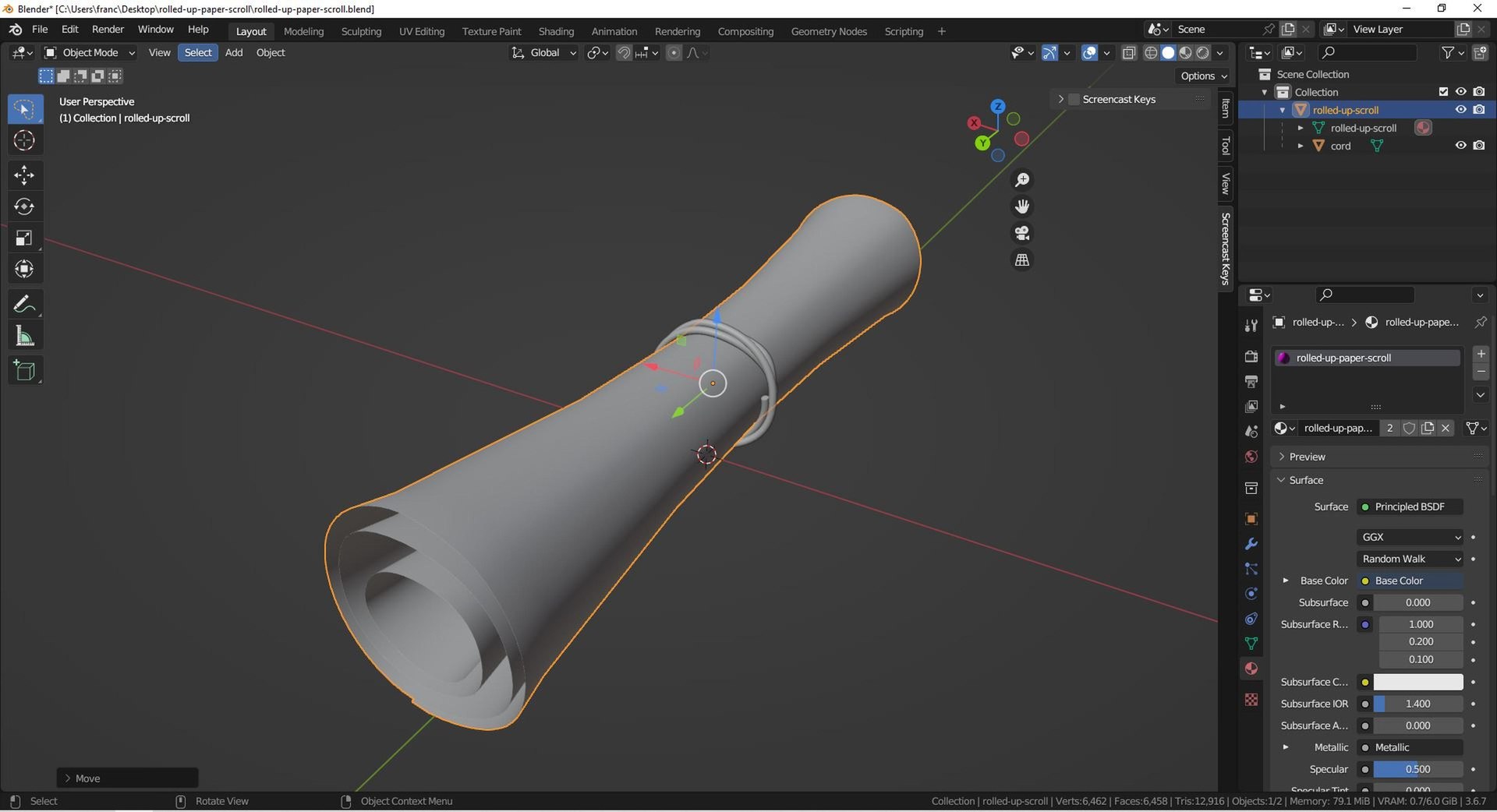 Rolled Up Paper Scroll Model - TurboSquid 2208068