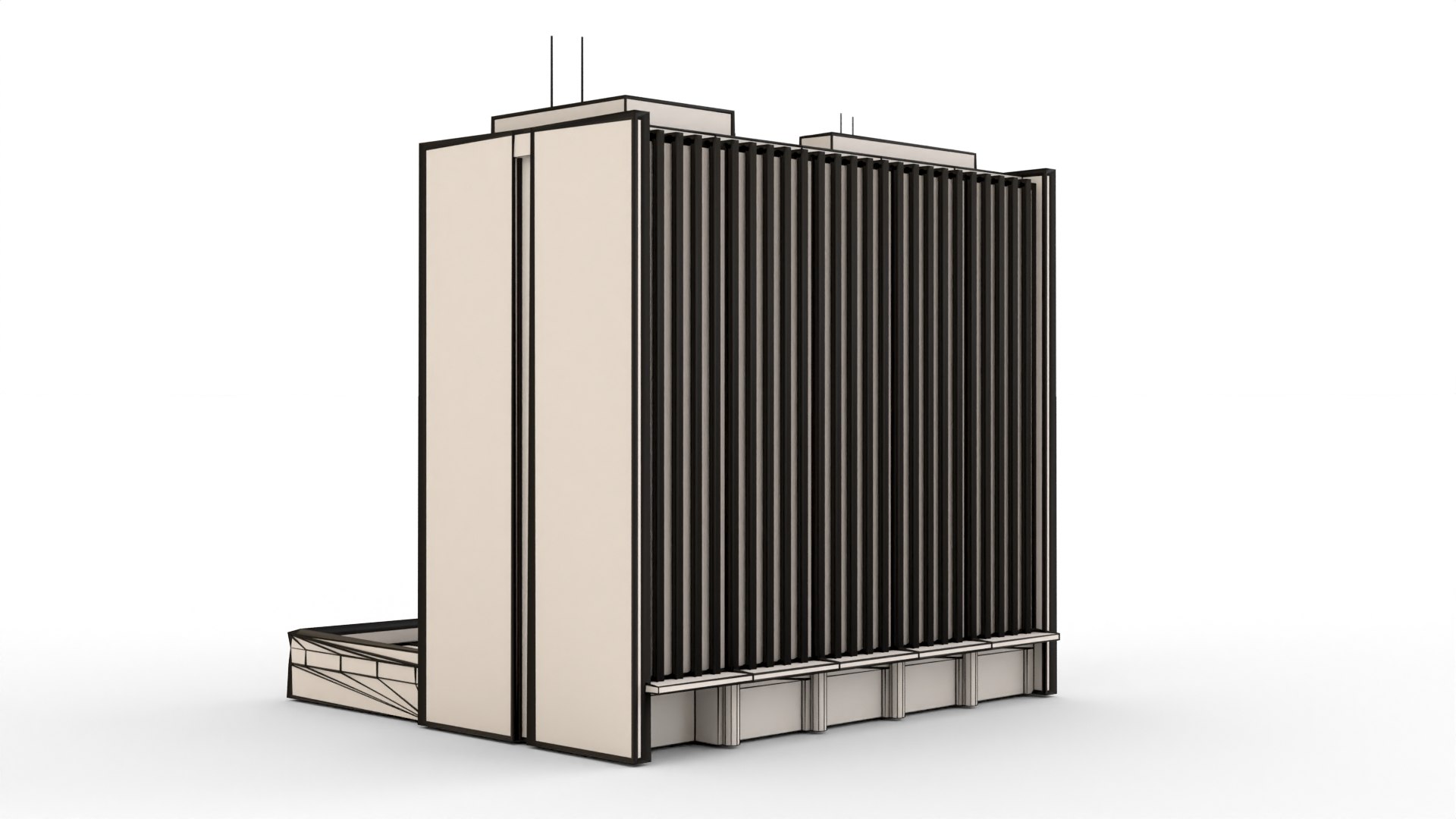 3D Model Glass Wall Office Building - TurboSquid 2211361