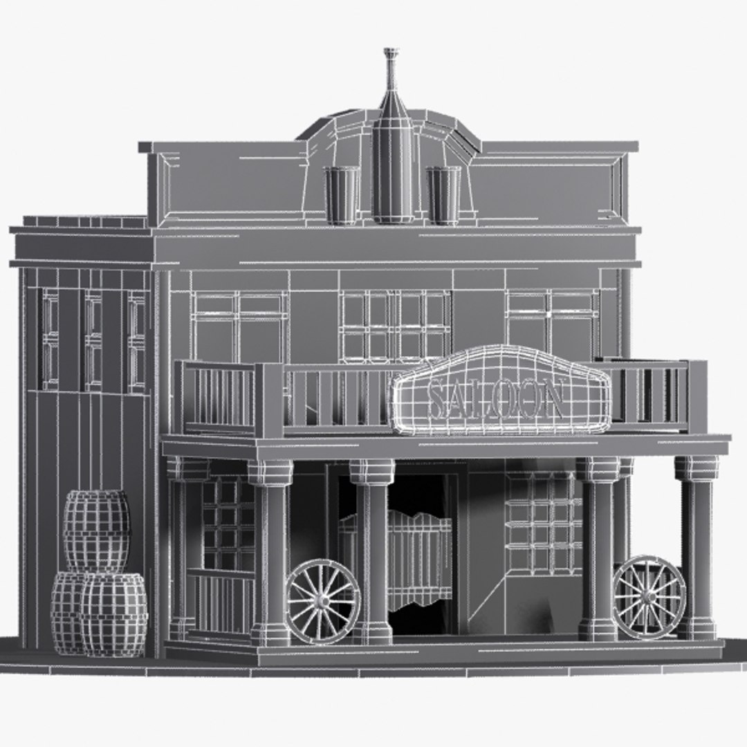 cartoon western building 3d model