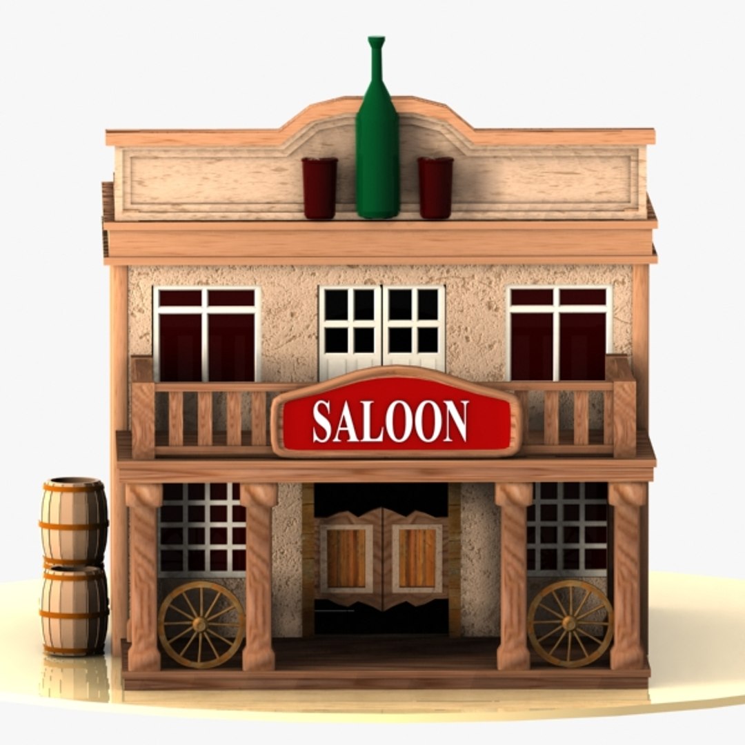 cartoon western building 3d model