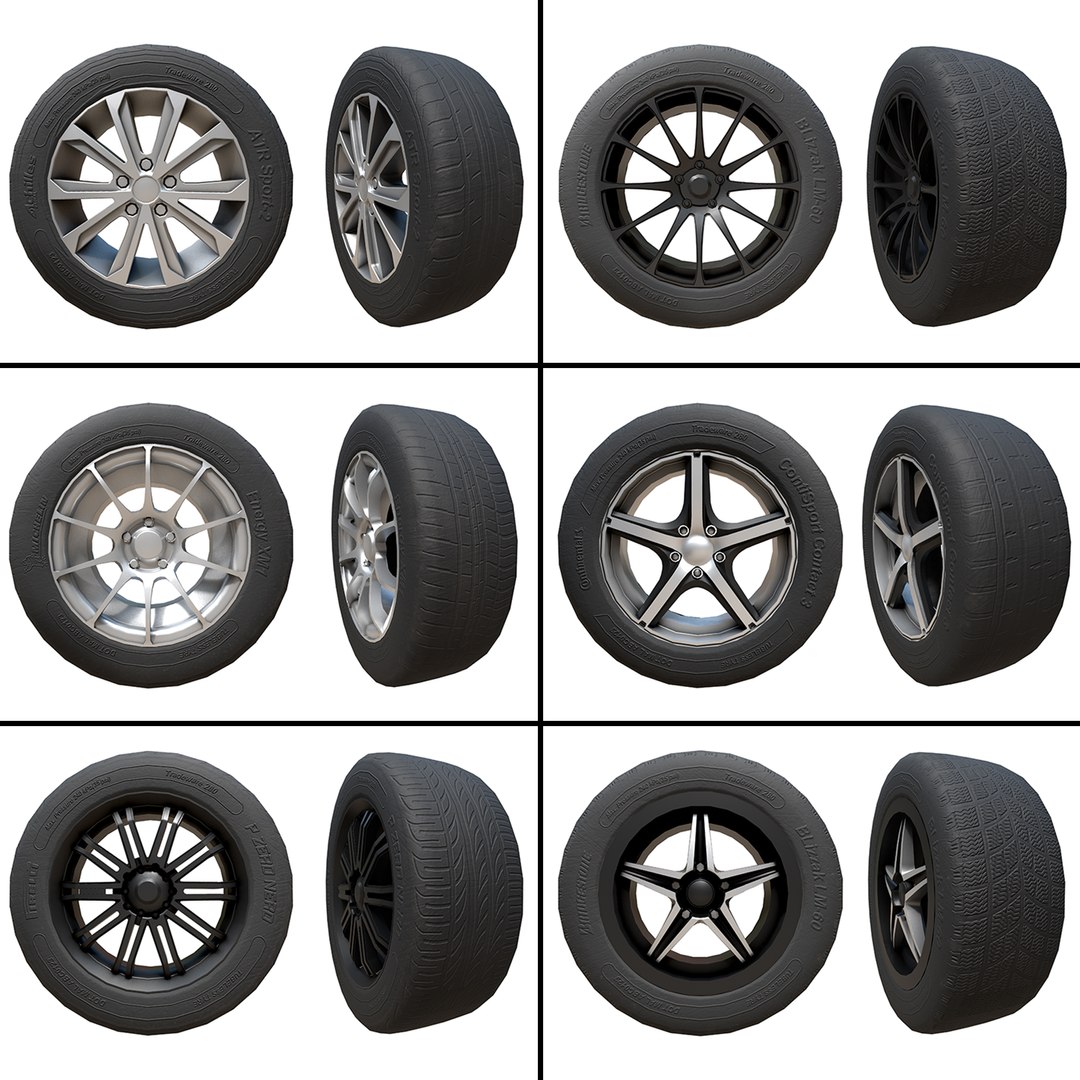 Pack 6 Alloy Wheels Model - TurboSquid 1355632