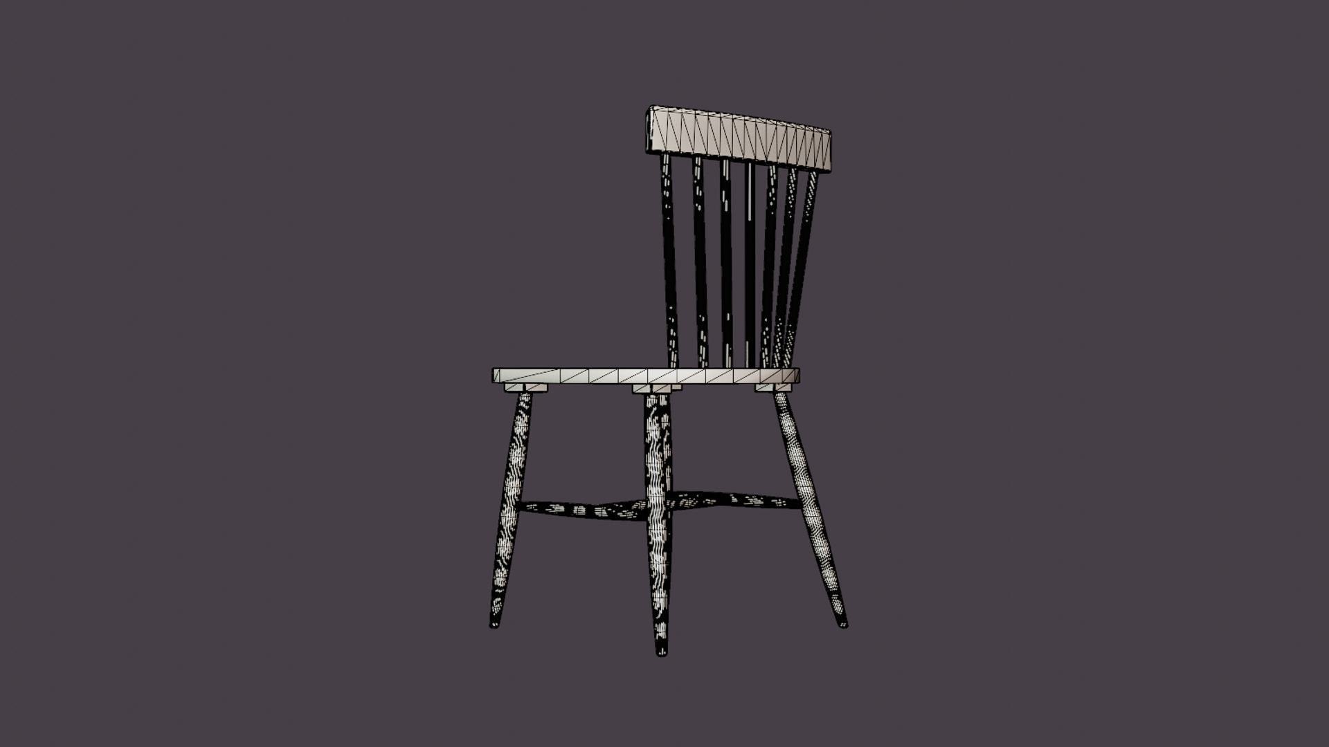 3D Wood H17 Spindle Chair White Model - TurboSquid 2250150