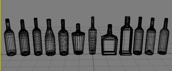alcohol bottles 3d model