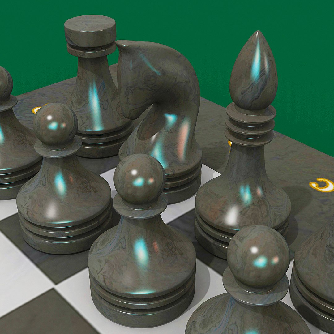 Stone Chess Set 3d Model