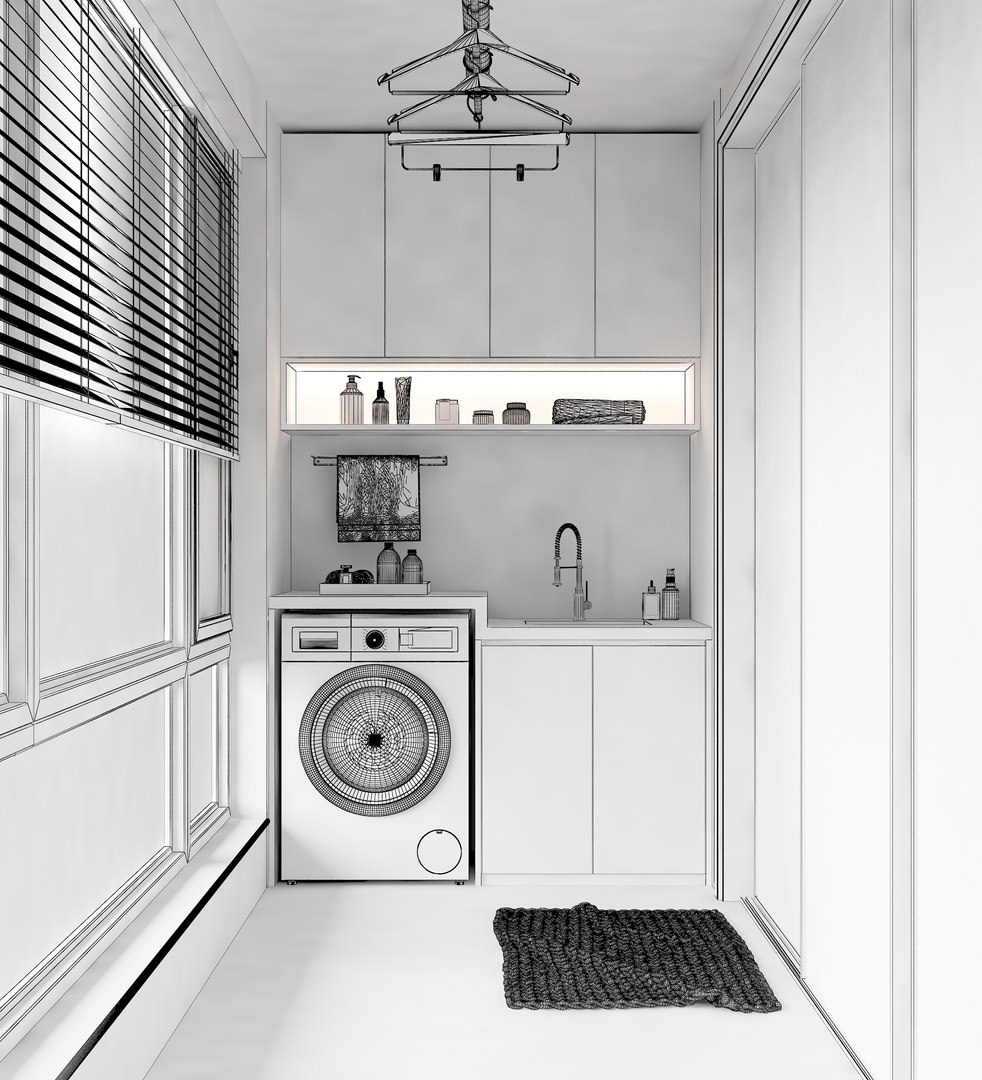 Modern Balcony Laundry Cabinet Combination Laundry Room Home Appliance ...