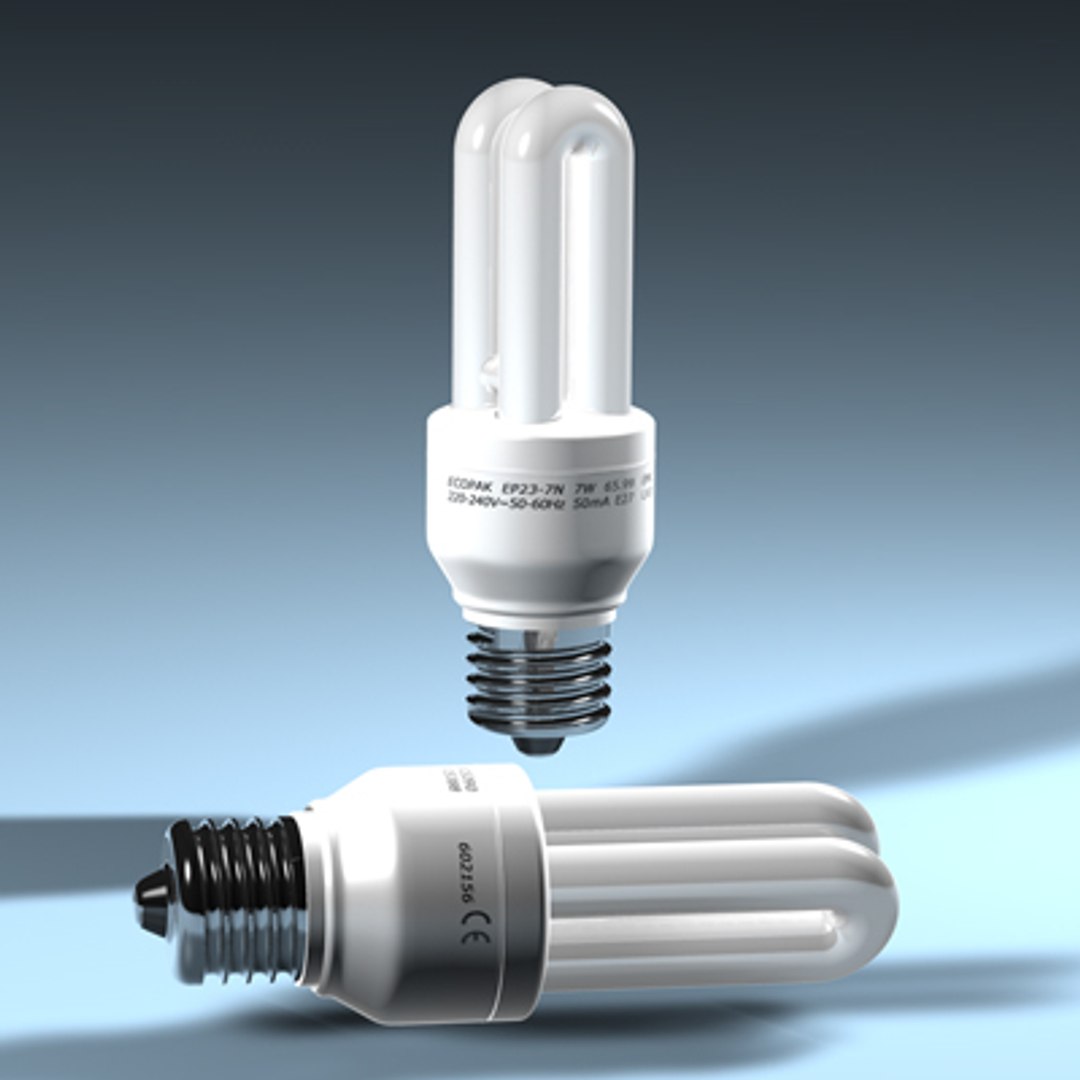 Fluorescent Light Bulb E27 3d Obj