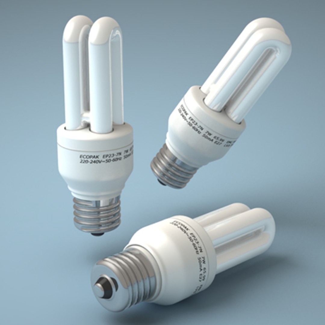 Fluorescent Light Bulb E27 3d Obj