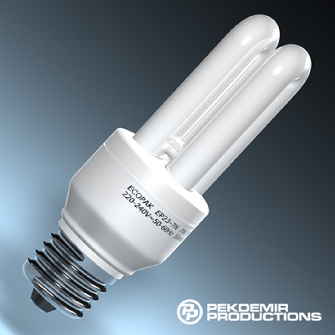 Fluorescent Light Bulb E27 3d Obj