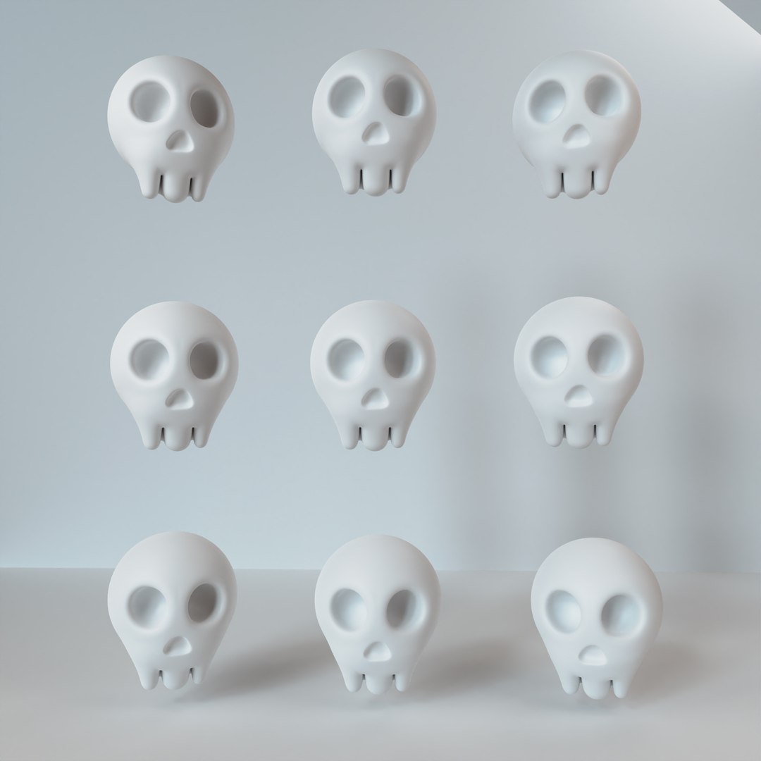 6 Colored 3d Cartoon Skull Model Low-poly 3D Model - TurboSquid 2039275