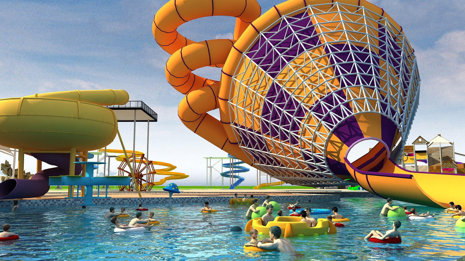 Water Park 01 3D Model - TurboSquid 2076485