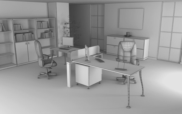3d office interior 01a model