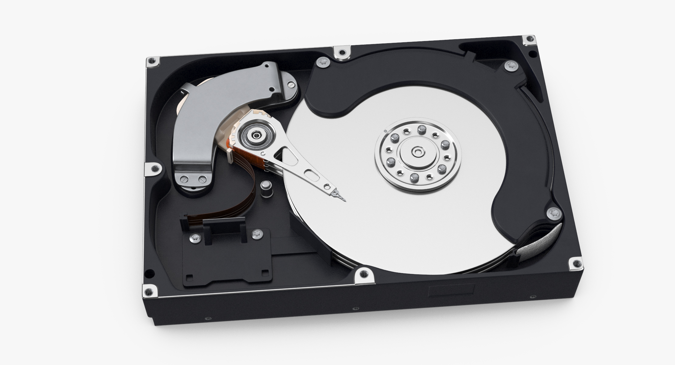 computer hard drive open 3d model