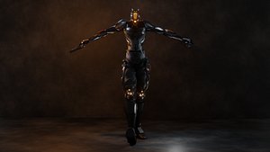 3D Model Cyberpunk Ninja Black Armor Low-poly - TurboSquid 2062682
