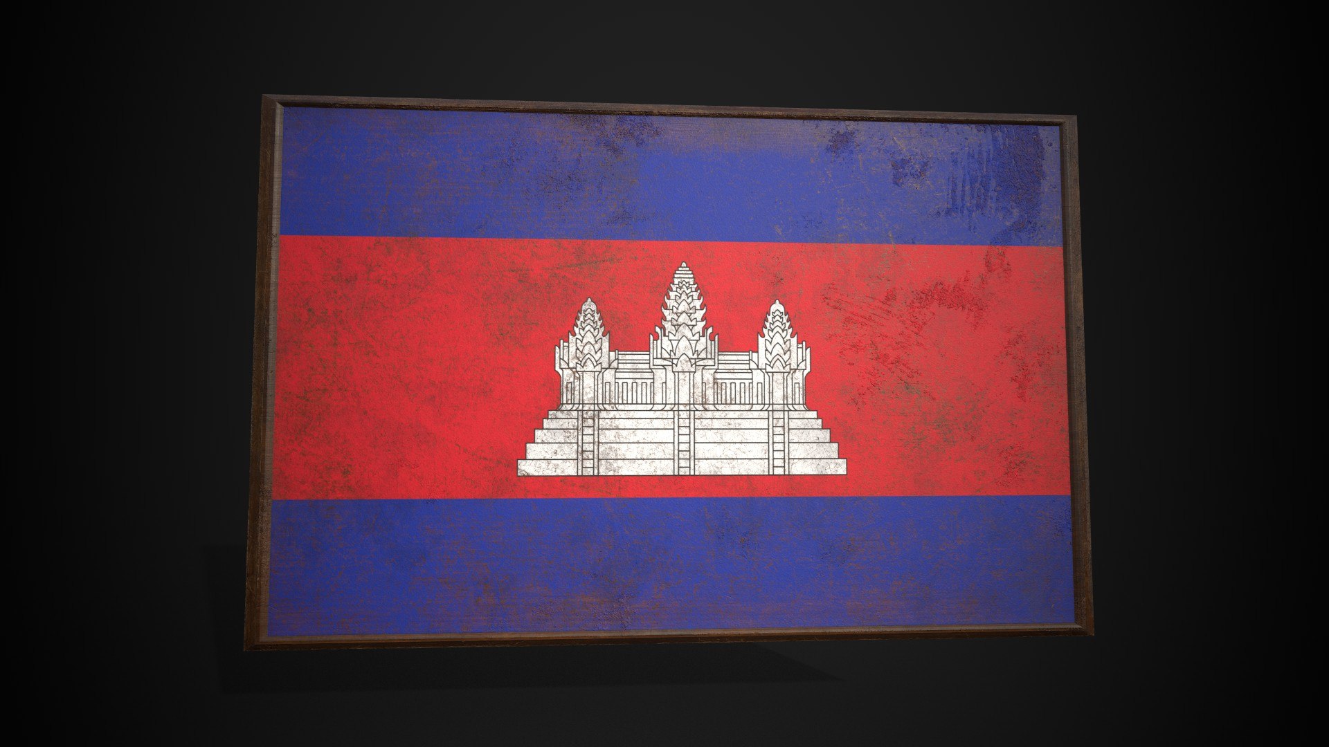 3D Model Old Picture Frame With Cambodia Flag - Game Ready PBR Low-poly ...