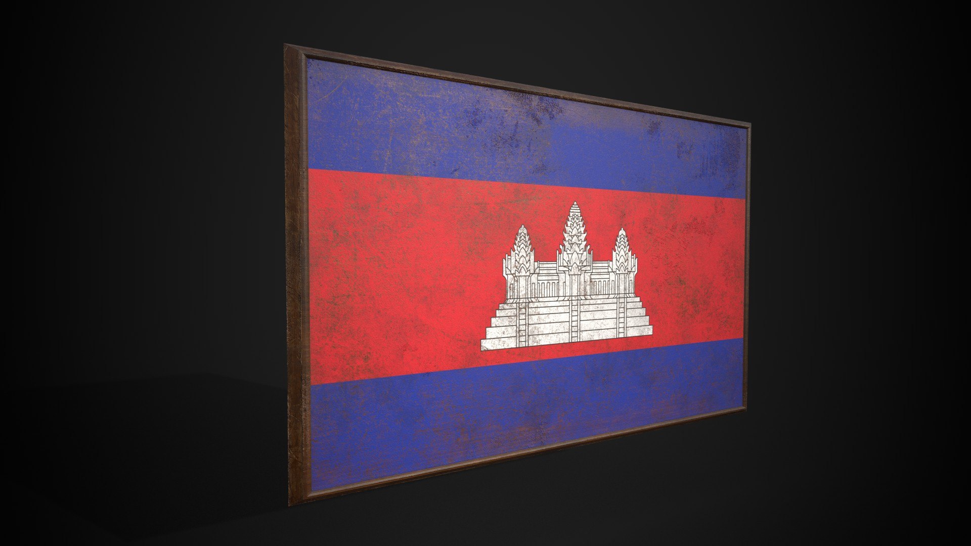 3D Model Old Picture Frame With Cambodia Flag - Game Ready PBR Low-poly ...