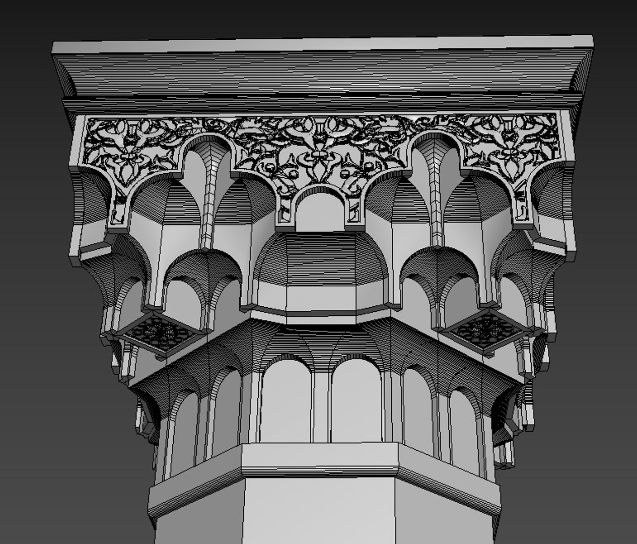 3D model Muqarnas Column Head Moroccan moorish Arabic Style 3D model ...